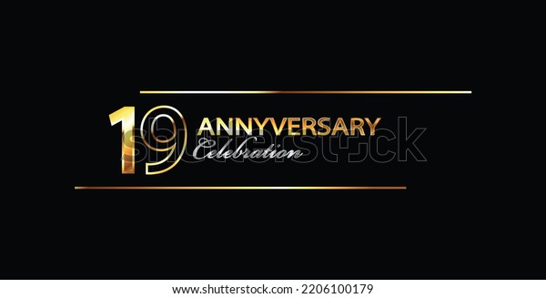19 Year Anniversary Celebration Vector Design Stock Vector (Royalty ...