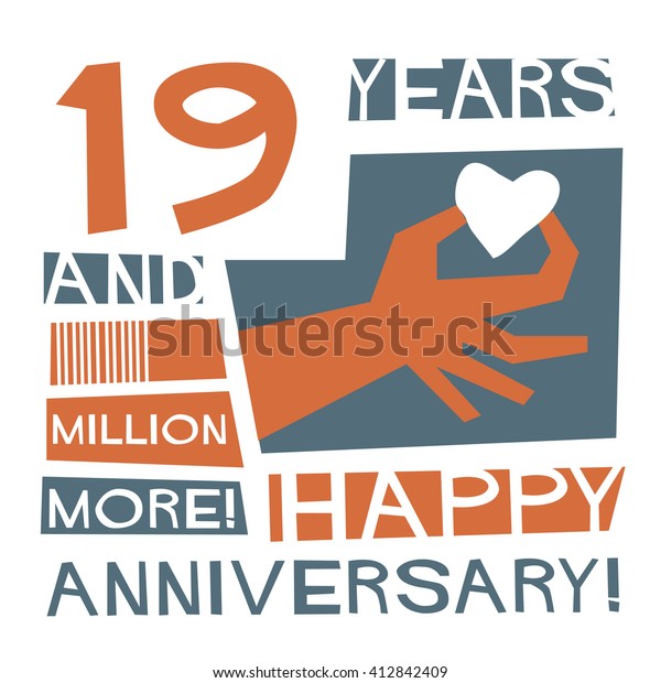 19 Years Happy Anniversary Vector Illustration Stock Vector (Royalty ...