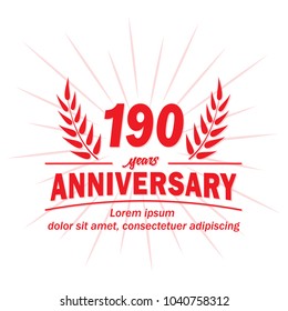 190 Years Anniversary Logo Vector Illustration Stock Vector (Royalty ...