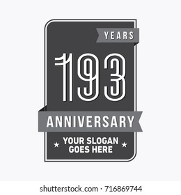 193 Years Anniversary Design Template Vector 스톡 벡터(로열티 프리) 716869744 ...