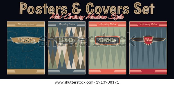 1950s Posters Covers Set Mid Century Stock Vector (Royalty Free ...