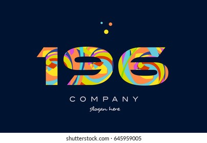 196 Number Digit Numeral Logo Colored Stock Vector (Royalty Free ...