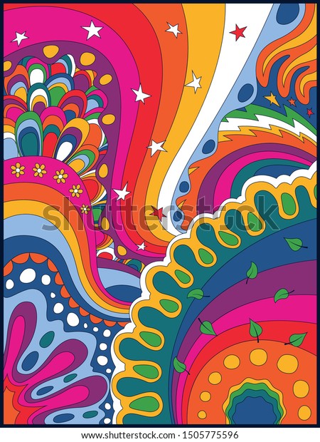 1960s Hippie Art Style Psychedelic Background Stock Vector (Royalty ...