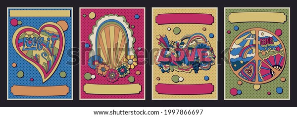 1960s Hippie Art Style Psychedelic Posters Stock Vector (Royalty Free ...