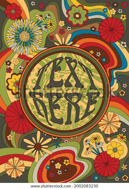 1960s Hippie Style Psychedelic Art Floral Stock Vector (Royalty Free ...