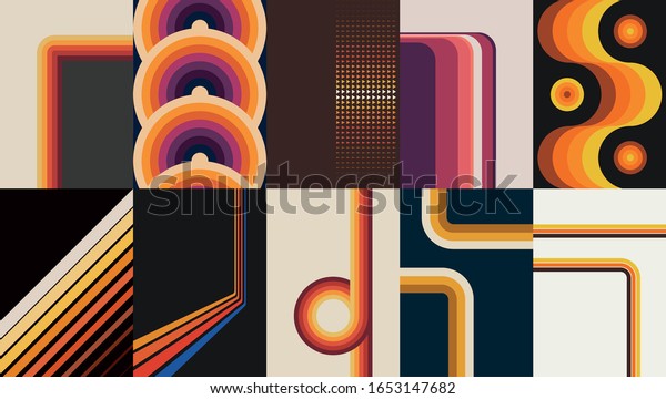 1970s Style Background Set Vintage Colors Stock Vector (Royalty Free ...