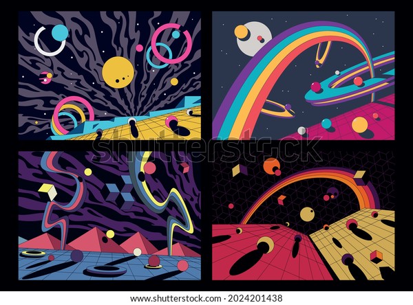 1980s Abstract Illustration Set Geometric Shapes Stock Vector (Royalty ...