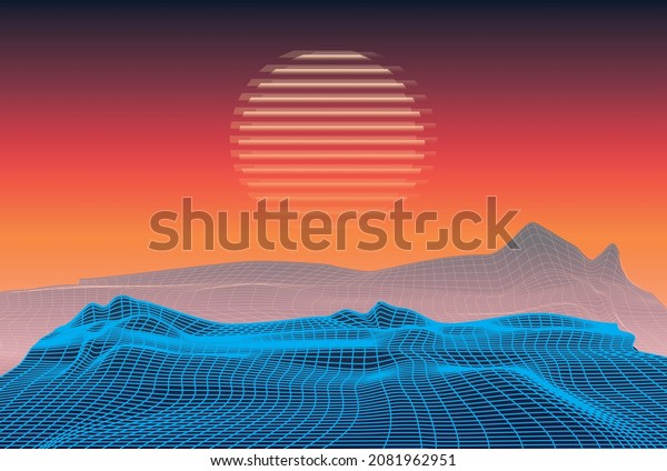 1980s Inspired Retrowave Synthwave Background Cyberpunk Stock Vector ...