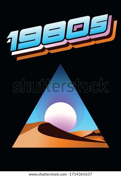 1980s Poster Cover Template Triangle Desert Stock Vector (Royalty Free ...