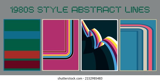 1980s Style Abstract Lines Backgrounds Set Stock Vector (Royalty Free ...