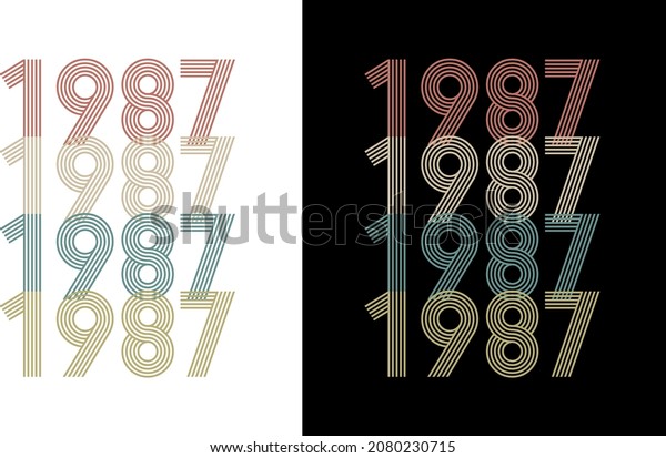1987 Vector Vintage Birthday Date Year Stock Vector (Royalty Free ...