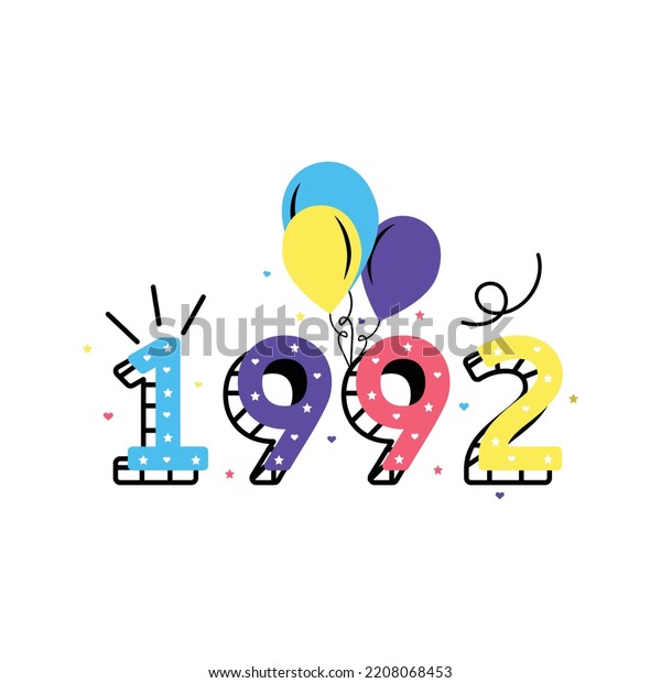 1992 Birthday Year Vector Illustration 90s Stock Vector (Royalty Free ...