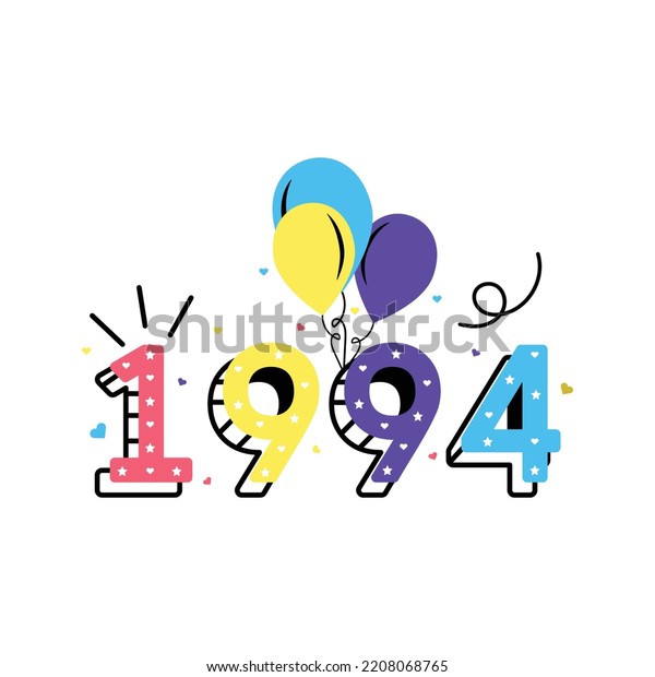 1994 Birthday Year Vector Illustration 90s Stock Vector (Royalty Free ...