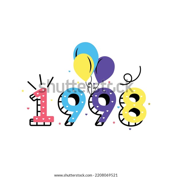 1998 Birthday Year Vector Illustration 90s Stock Vector (Royalty Free ...
