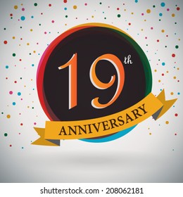 19th Anniversary Poster Template Design Retro Stock Vector (Royalty ...