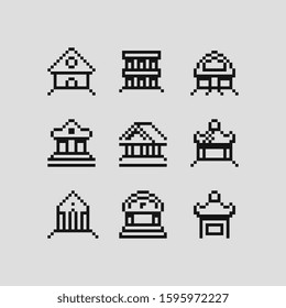 1bit Building Icons Set Logo Pixel Stock Vector (Royalty Free ...