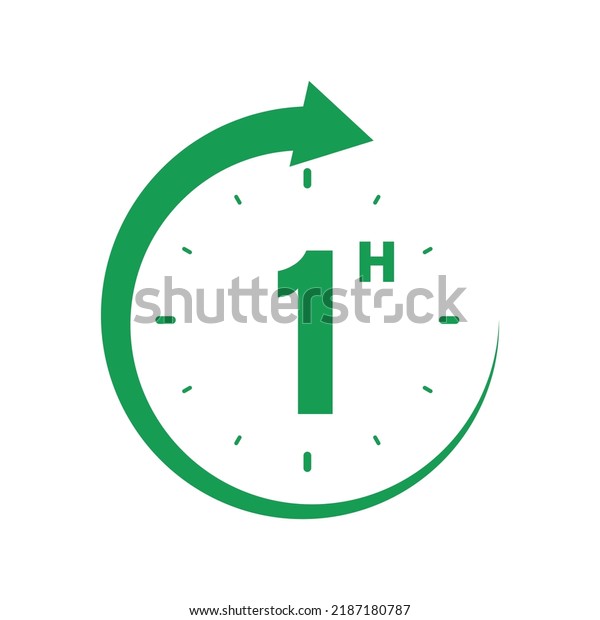 1hours Icon Symbol Green Time Oclock Stock Vector (Royalty Free ...