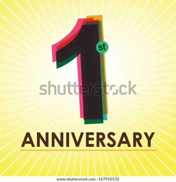 1st Anniversary Poster Template Design Retro Stock Vector (Royalty Free ...