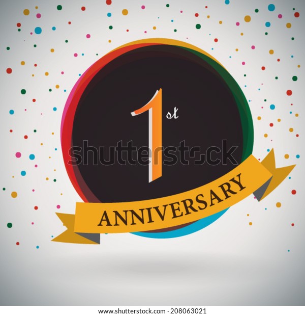 1st Anniversary poster / template design in retro style - Vector Background