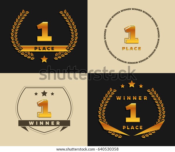 1st Place Logos Laurels Ribbons Vector Stock Vector (Royalty Free ...