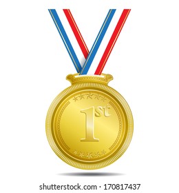 1st Position Gold Medal Vector Icon Stock Vector (Royalty Free ...