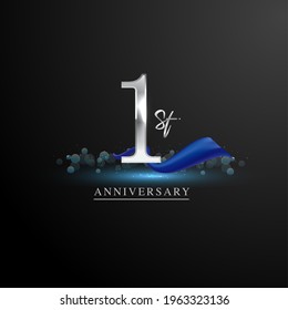 1st Silver Anniversary Logo Blue Ribbon Stock Vector (Royalty Free ...