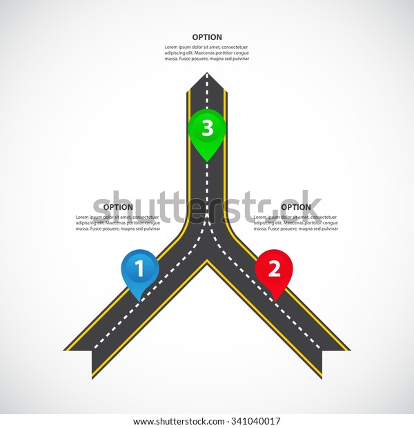2 1 Vertical Converging Roads Arrows Stock Vector (Royalty Free) 341040017