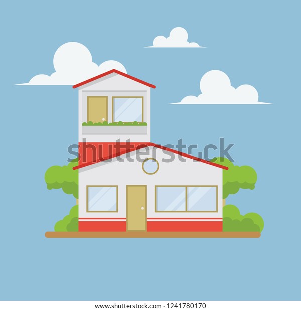 2 Floors House Vector Illustration Front Stock Vector (Royalty Free ...