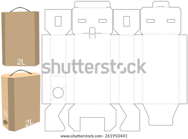 2 Liters Box Die Design: เวกเตอร์สต็อก (ปลอดค่าลิขสิทธิ์) 261950441 ...