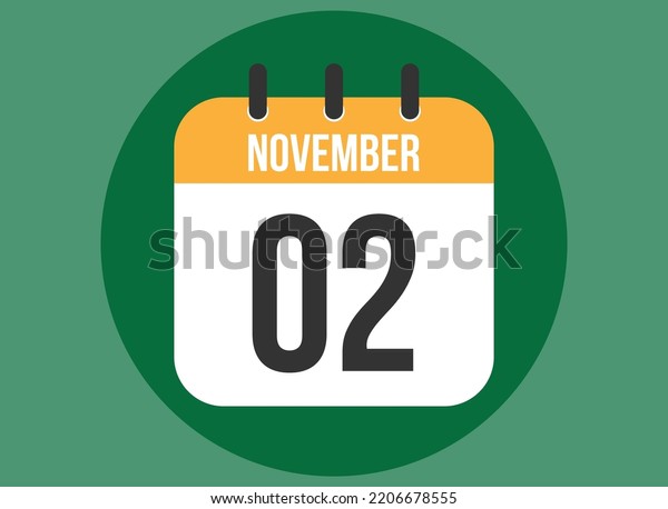 2 November Green Calendar Vector Calendar Stock Vector (Royalty Free ...