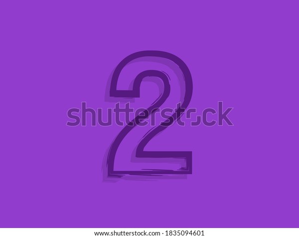 2 Number Font Hand Drawn Brush: เวกเตอร์สต็อก (ปลอดค่าลิขสิทธิ์ ...