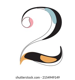 2 Number Two Line Art Style Stock Vector (Royalty Free) 2154949149 ...