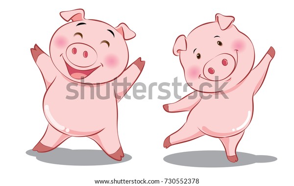 두 마리의 핑크색 돼지 - 미소 스톡 벡터(로열티 프리) 730552378 | Shutterstock