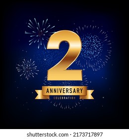 2 Year Anniversary Celebration Vector Design Stock Vector (Royalty Free ...