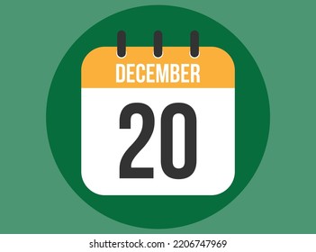 20 December Green Calendar Vector Calendar Stock Vector (Royalty Free ...