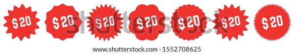 20 Dollar Price Tag Red Special: เวกเตอร์สต็อก (ปลอดค่าลิขสิทธิ์ ...