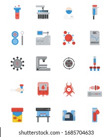 20 Medical Laboratory Elements Flat Icons Stock Vector (Royalty Free ...