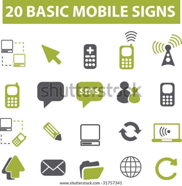 20 Mobile Signs Vector Green Series Stock Vector (Royalty Free ...