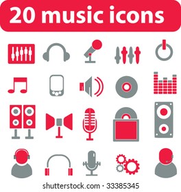 20 Music Icons Vector Red Stock Vector (Royalty Free) 33385345 ...