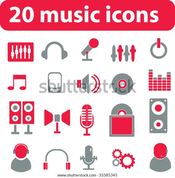 20 Music Icons Vector Red Stock Vector (Royalty Free) 33385345 ...
