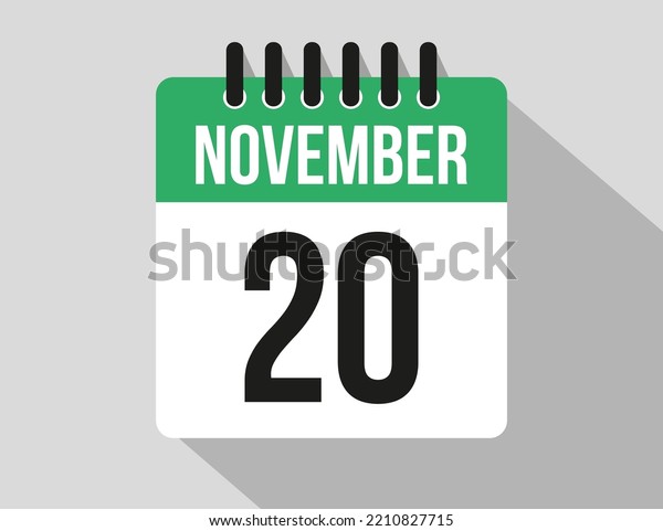 20 November Calendar Vector Icon Green Stock Vector (Royalty Free ...
