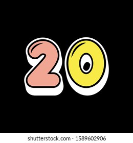 20 Number Bold Letter Digit Logo: vector de stock (libre de regalías ...