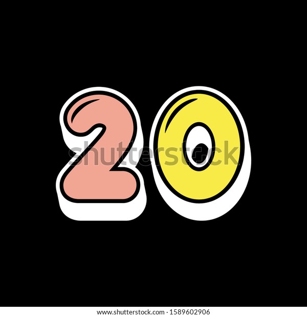 20 Number Bold Letter Digit Logo: vector de stock (libre de regalías ...