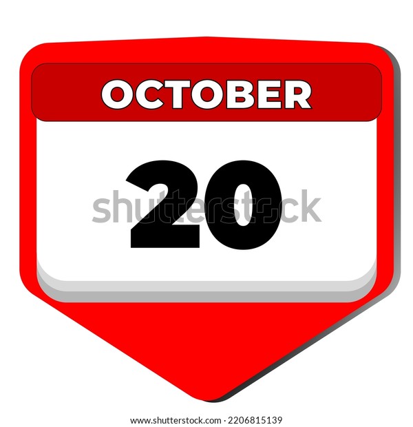 20 October Vector Icon Calendar Day Stock Vector (Royalty Free ...