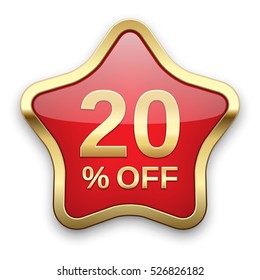 20 Off Golden Badge Vector Stock Vector (Royalty Free) 526826182 ...