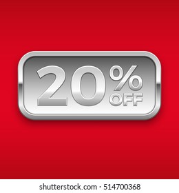 20 Off Vector Badge Silver Stock Vector (Royalty Free) 514700368 ...