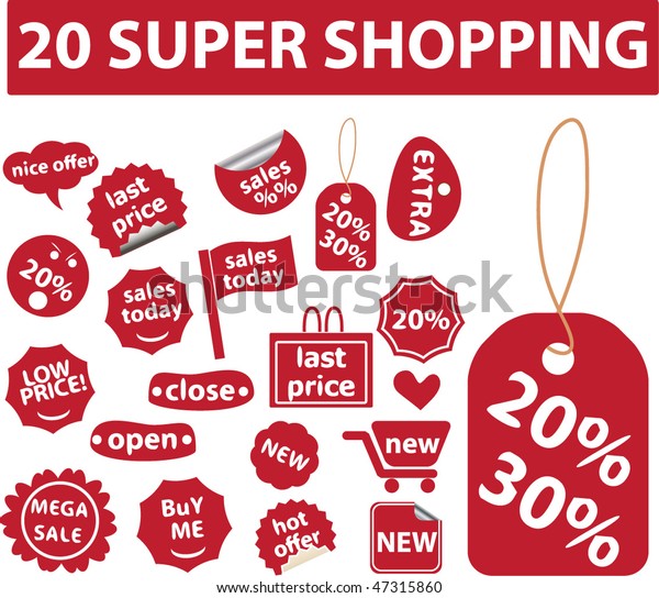20 Super Shopping Signs Vector Stock Vector (Royalty Free) 47315860 ...