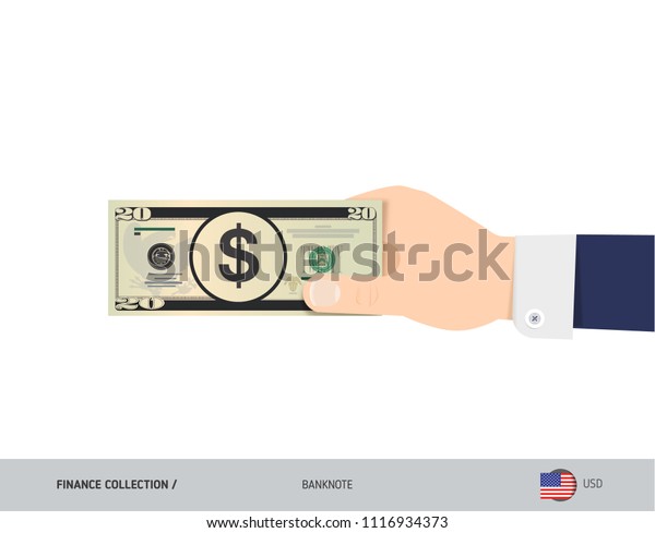 20 Us Dollar Banknote Hand Gives Stock Vector (Royalty Free) 1116934373 ...