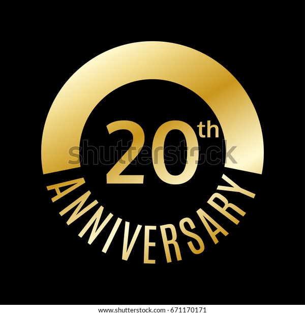 20 years anniversary icon. 20th celebrating and birthday golden logo ...