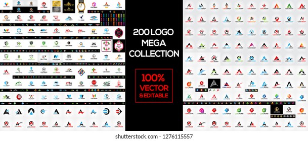 200 Mega Logo Collection Set Stock Vector (Royalty Free) 1276115557